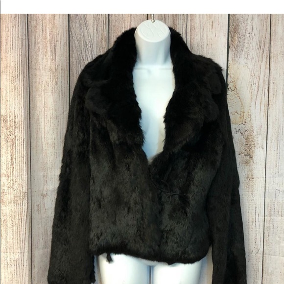 Jackets & Coats | Reverse Rabbit Hair Suede Leather Black Jacket M ...